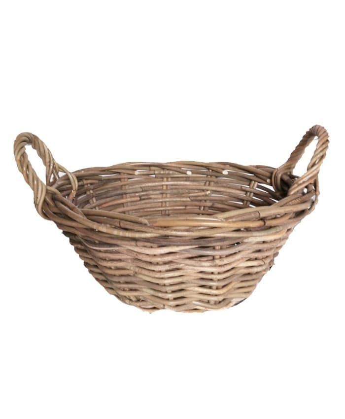 Ciotola vimini svasata in rattan kubu con manici diametro 30 cm | C & R