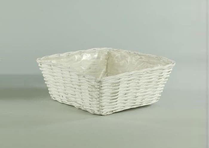 Cesto quadrato vimini bianco cm 35x35 h16 | Ingrosso cesti in vimini